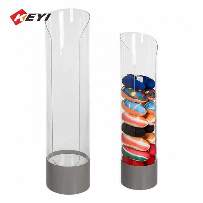 Floor Standing Clear Cylinder Acrylic Neck Pillow Display Stand