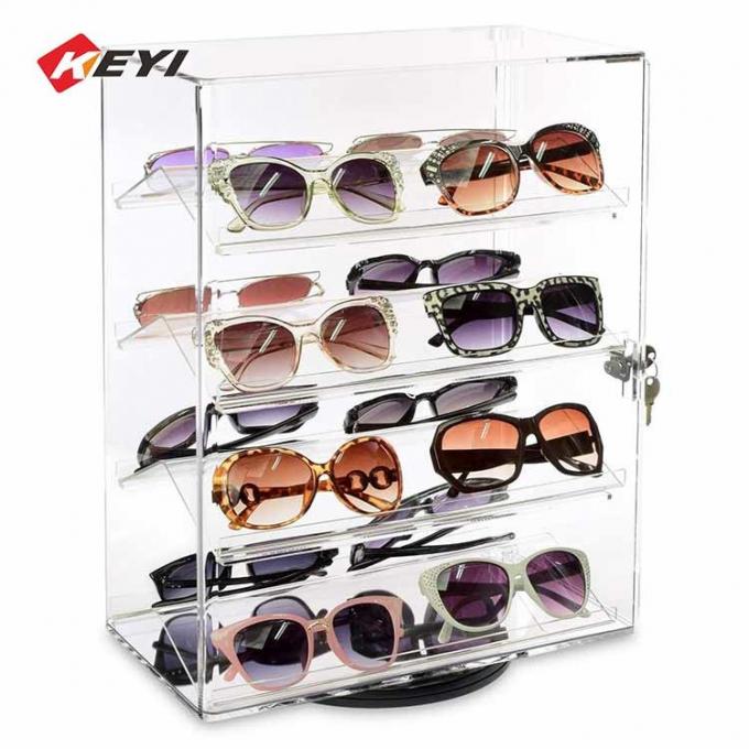 Counter Top Rotating Eyewear Stand Lockable Clear Acrylic Sunglass ...